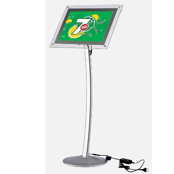 11×17 Curved LED Floor Sign Stand & Menu Stand Silver – Displays Outlet ...