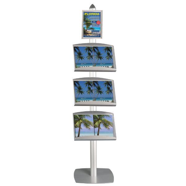 Free Standing Literature Display Stands with Frame Single Sided Silver ...