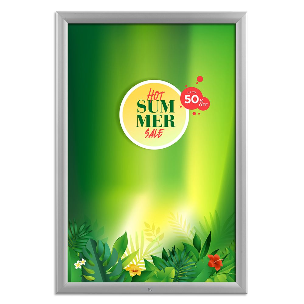 20×30 Lockable Weatherproof & Outdoor Snap Poster Frame – 1.38″ Silver ...