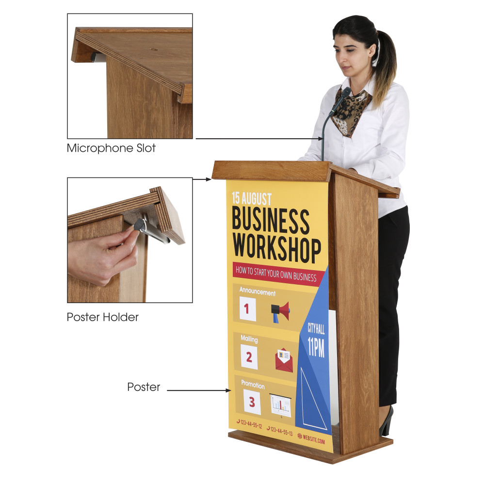 Plywood Stand Up Podium 45″ Height (Dark Wood) – Displays Outlet ...