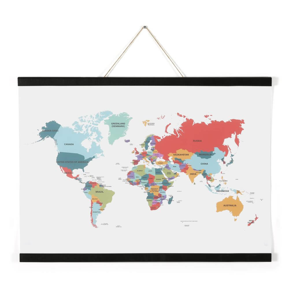 Black World Map Poster