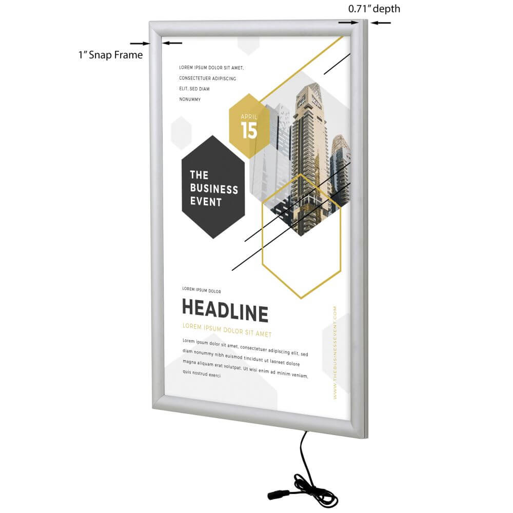 Buy Max LEDbox 27×40 Inch LED Light Snap Poster Frame Silver 1 ...