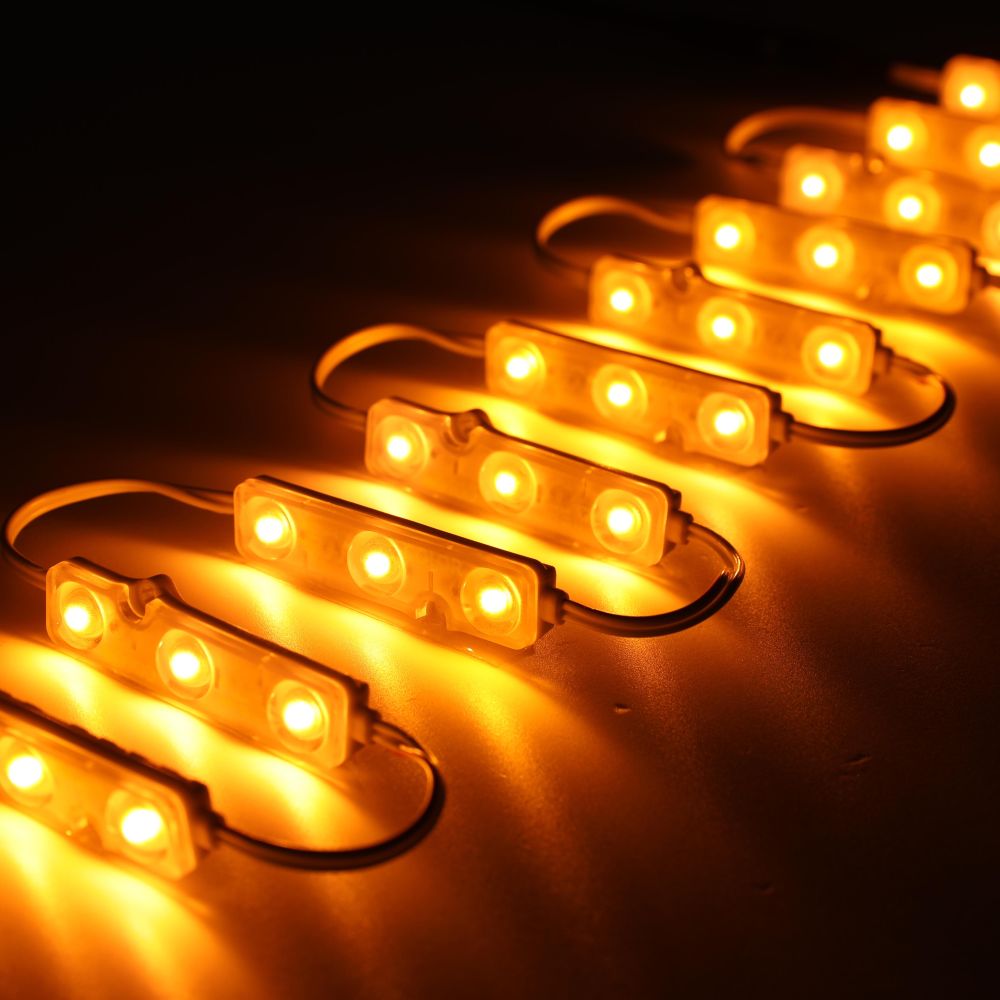 2×50 pcs 2835 3 LED Module Yellow 160 deg Lens Letter Sign Billboard ...