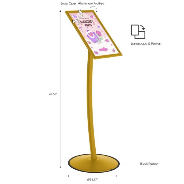 Pedestal Sign Holder Restaurant Menu Board Floor Standing 11×17 Gold ...